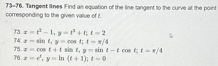 Solved 73-76. Tangent lines Find an equation of the line | Chegg.com