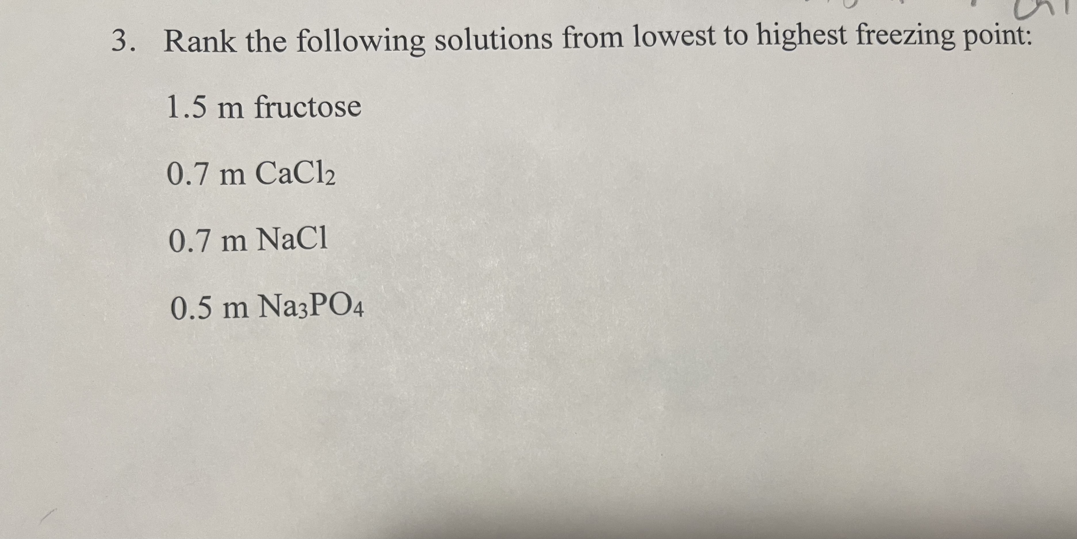 Solved Rank the following solutions from lowest to highest | Chegg.com