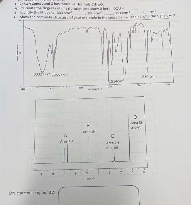 Solved Unknown Compound Z has molecular formula C8H10O. A. | Chegg.com