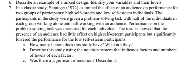 Solved 6. Describe an example of a mixed design. Identify | Chegg.com