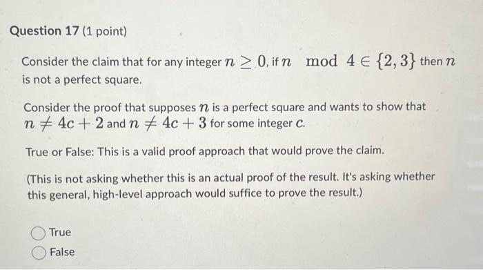Solved Consider the claim that for any integer n≥0, if | Chegg.com