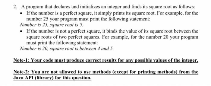 Solved in java plz without using math.sqrt or scanneruse | Chegg.com
