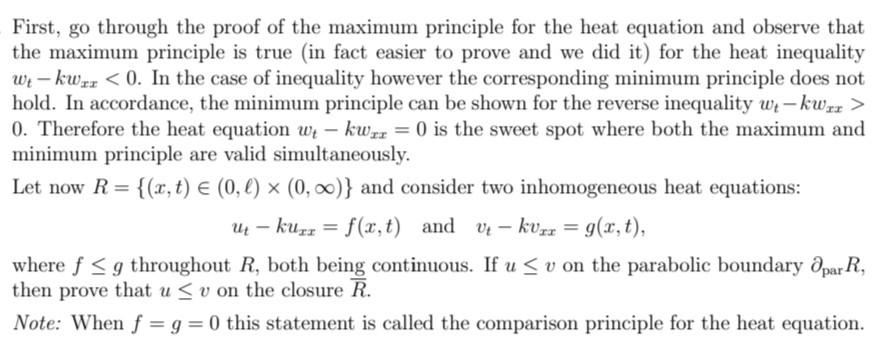 First, go through the proof of the maximum principle | Chegg.com