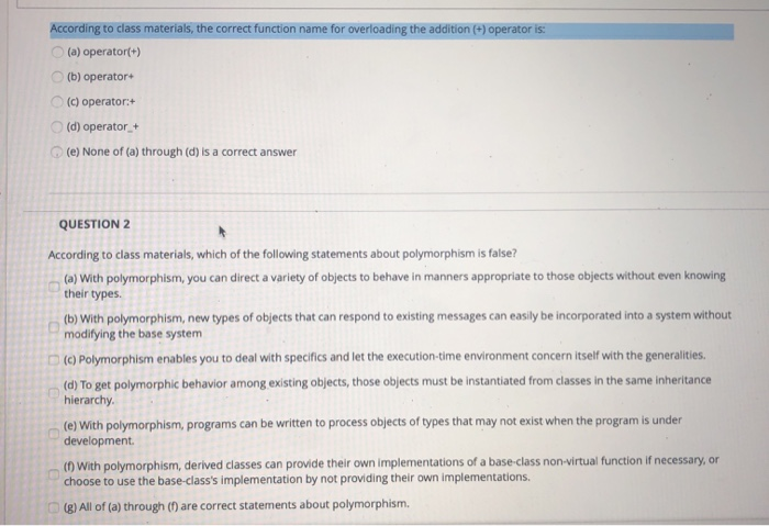 Solved According to class materials, the correct function | Chegg.com
