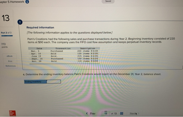 Solved apter 5 Homework Saved 13 Part 3 of 3 Required | Chegg.com Solved apter 5 Homework Saved 13 Part 3 of 3 Required | Chegg.com