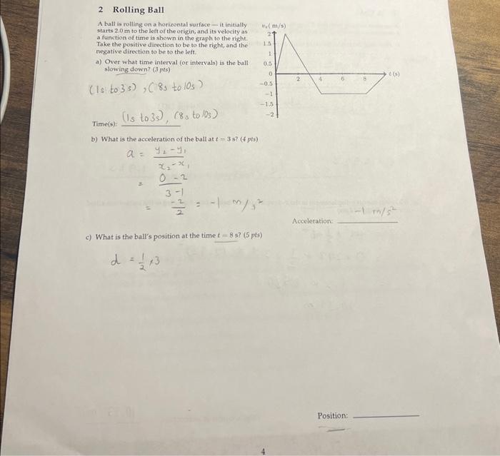 Solved 2 Rolling Ball A ball is rolling on a horizontal | Chegg.com