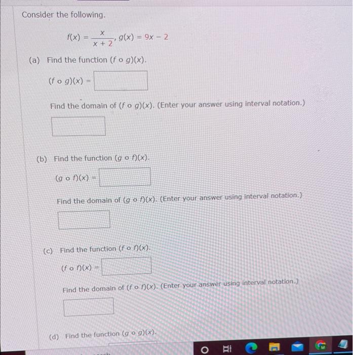 Solved Consider the following functions. f(x)=49−x2−g(x)=x+4 | Chegg.com