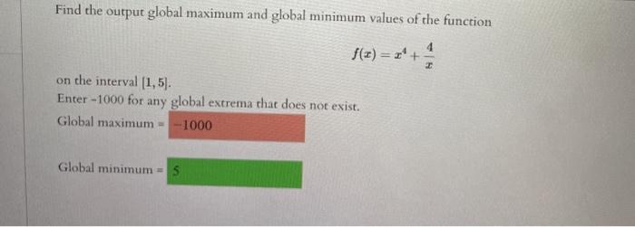 Solved Find the output global maximum and global minimum | Chegg.com