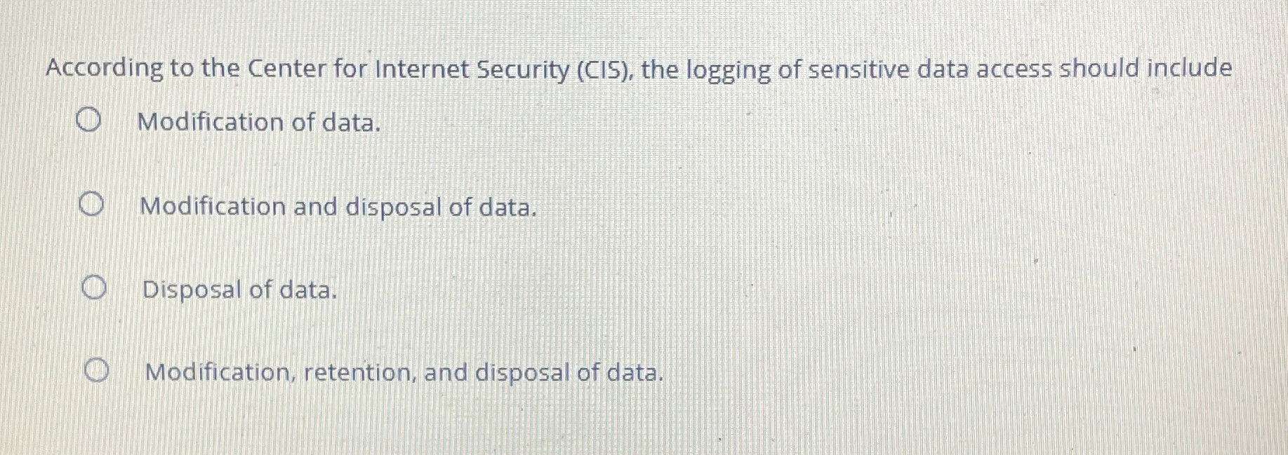 Solved According to the Center for Internet Security (CIS), | Chegg.com