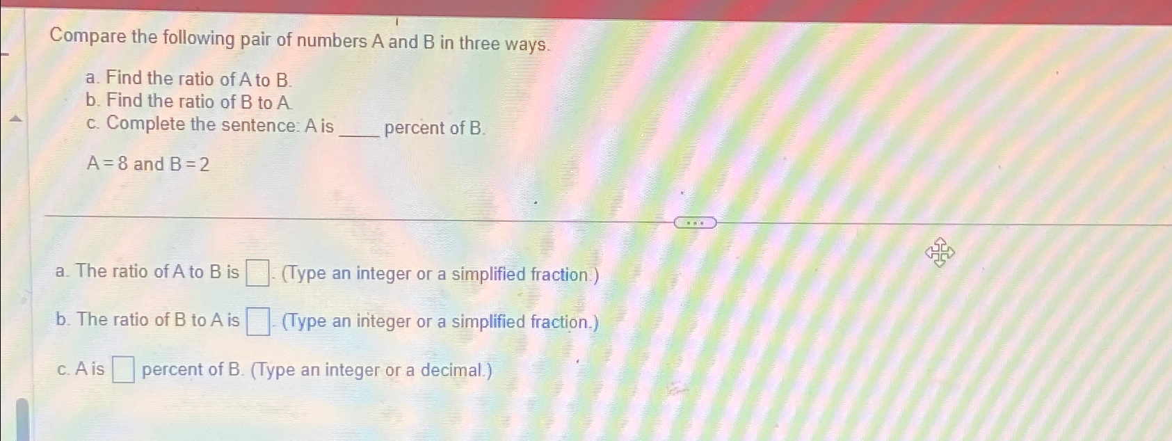 Solved Compare the following pair of numbers A and B ﻿in | Chegg.com