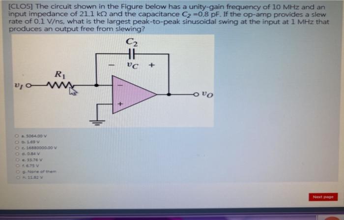 Solved [CLO5] The circuit shown in the Figure below has a | Chegg.com