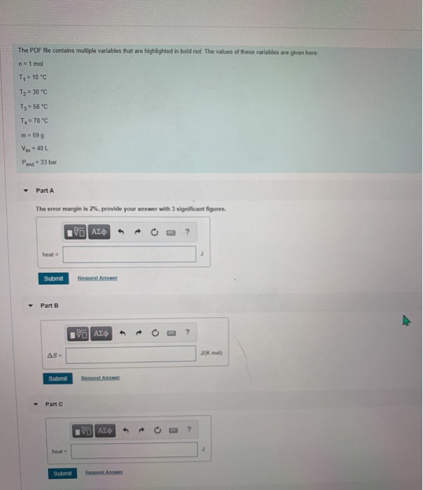 Solved The PDF file contains multiple variables that are | Chegg.com