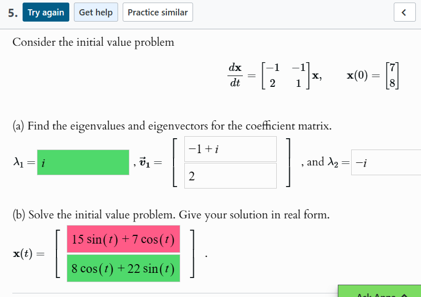 Solved Solve. Give Solution in the format wanted. Consider | Chegg.com