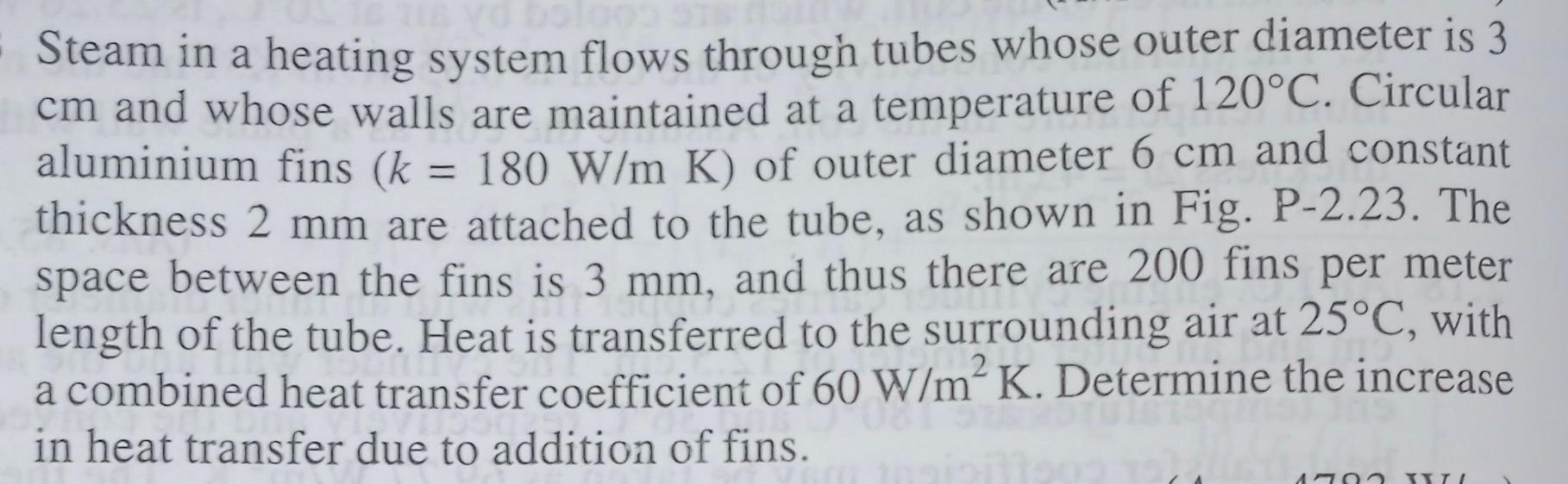 Solved Steam in a heating system flows through tubes whose | Chegg.com