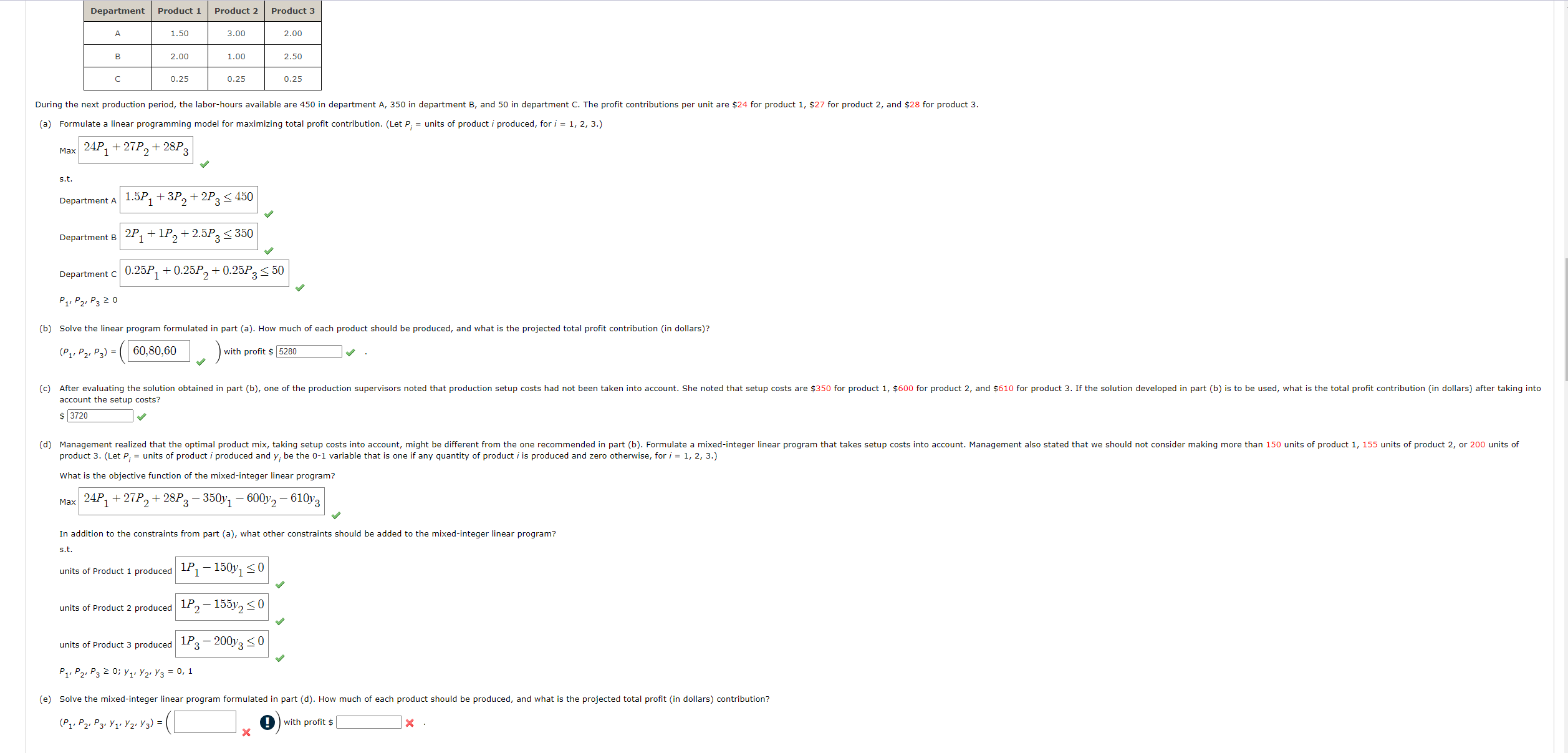 Solved (a) ﻿Formulate a linear programming model for | Chegg.com