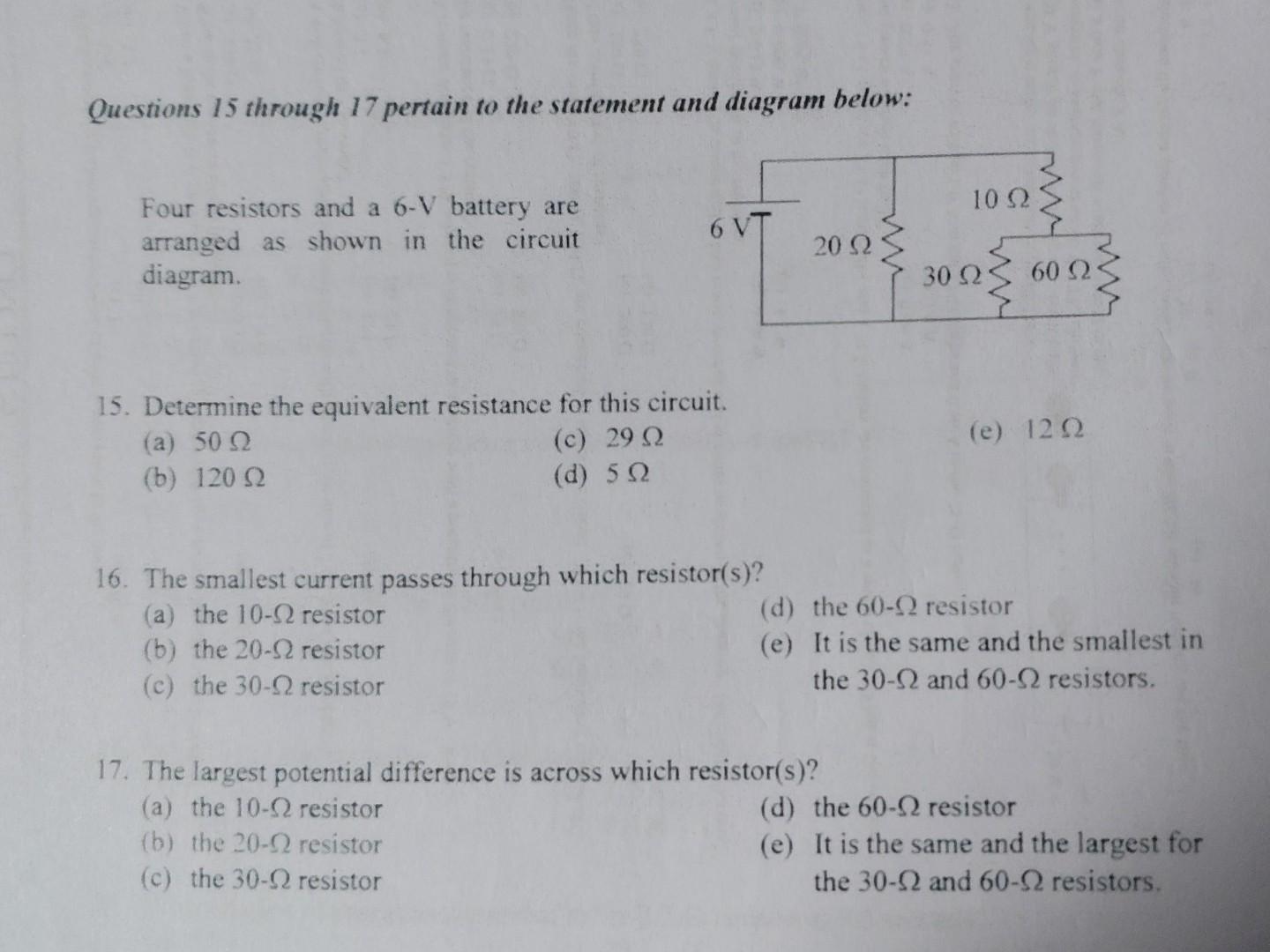 Solved Questions 15 through 17 pertain to the statement and | Chegg.com