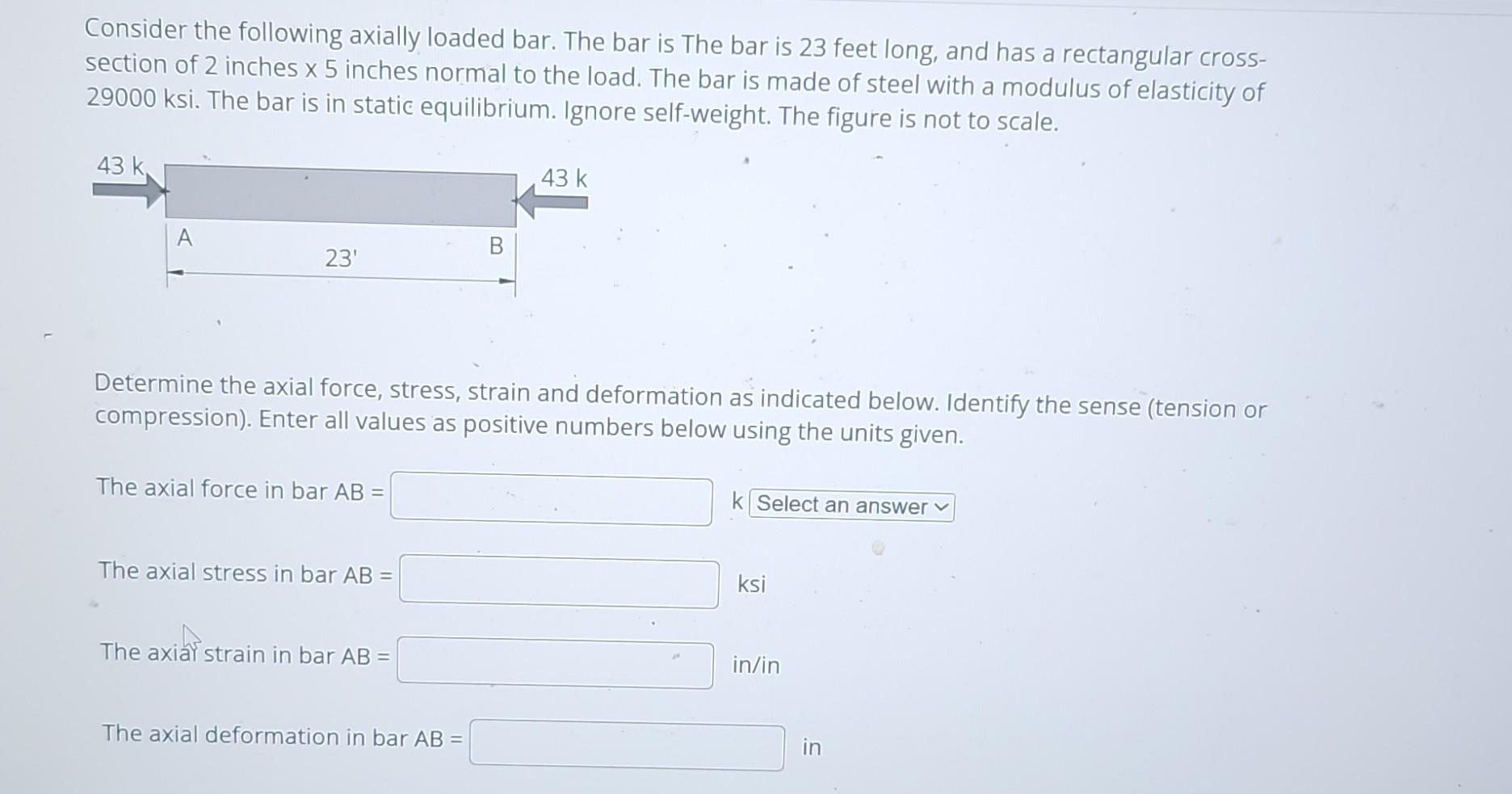 Solved Consider the following axially loaded bar. The bar is | Chegg.com
