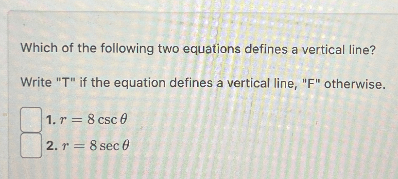 Solved Which of the following two equations defines a | Chegg.com