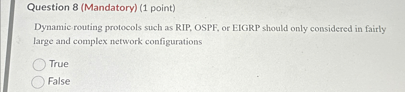Solved Question 8 (Mandatory) (1 ﻿point)Dynamic routing | Chegg.com