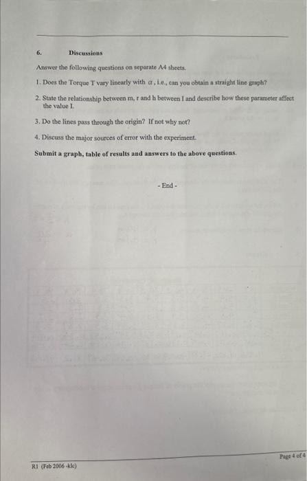 Solved Mechanical Theory Laboratory Sheet: MEC3122-04 | Chegg.com