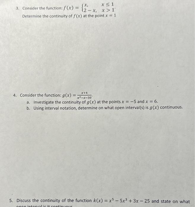 Solved 3. Consider the function: f(x)={x,2−x,x≤1x>1. | Chegg.com