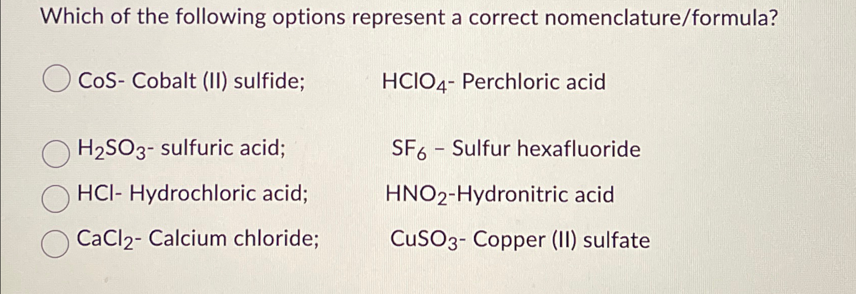 Which of the following options represent a correct | Chegg.com