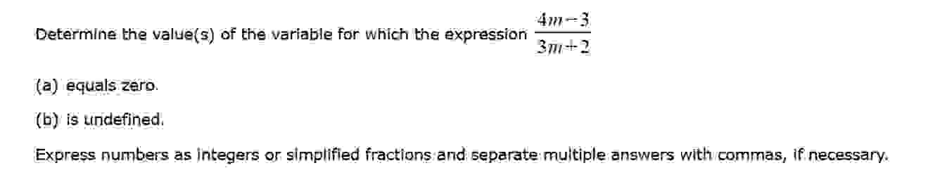 Solved Determine the value(s) ﻿of the variable for which the | Chegg.com
