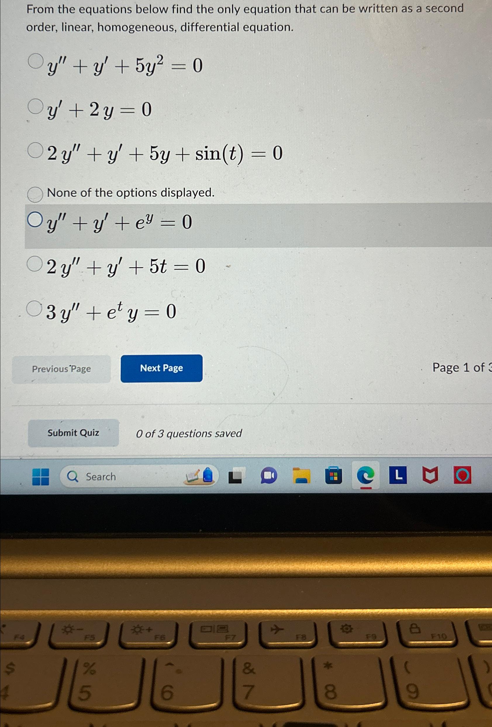 Solved From the equations below find the only equation that | Chegg.com