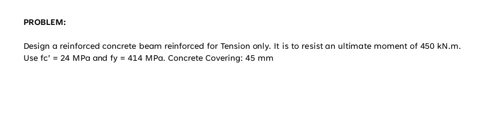 Solved PROBLEM:Design a reinforced concrete beam reinforced | Chegg.com