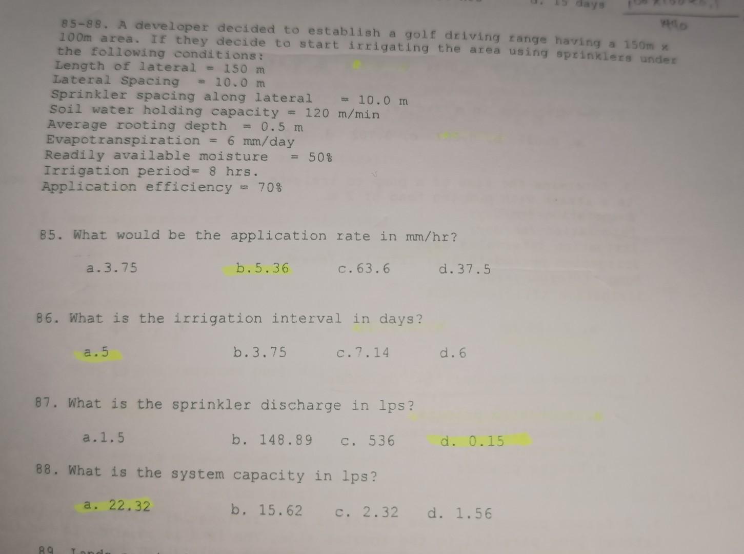 Solved 85-88. A developer decided to establish a golf | Chegg.com