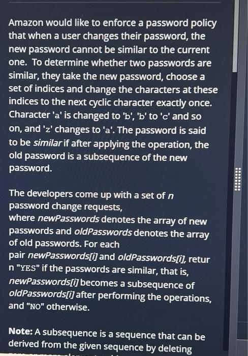 Solved Amazon would like to enforce a password policy that | Chegg.com