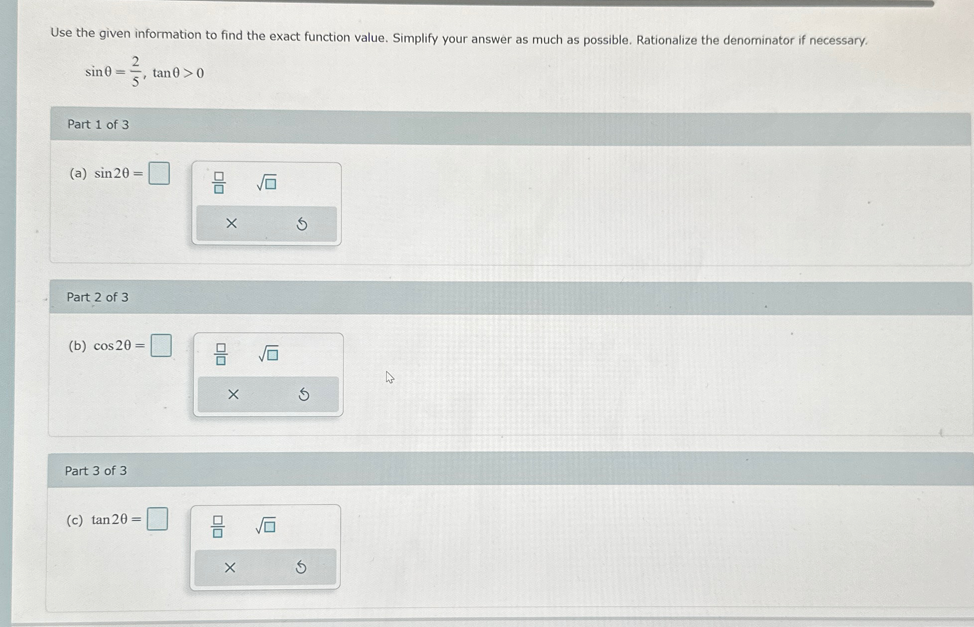 Solved Use the given information to find the exact function | Chegg.com