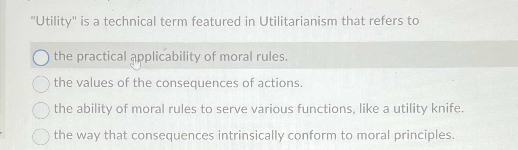 Solved "Utility" is a technical term featured in | Chegg.com