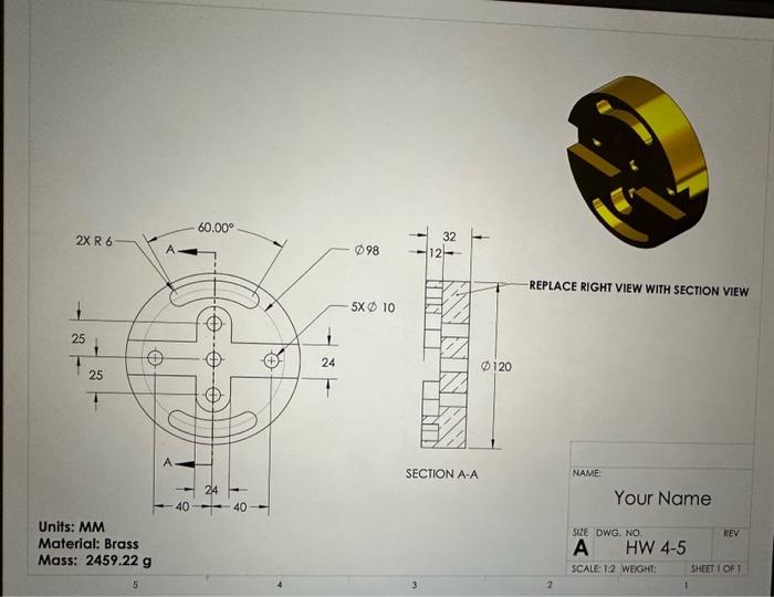 Units: MM Material: Brass Mass: 2459.22 g | Chegg.com