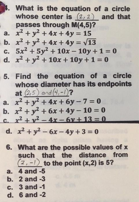 Solved ANALYTIC GEOMETRYSolve these problems (Complete | Chegg.com