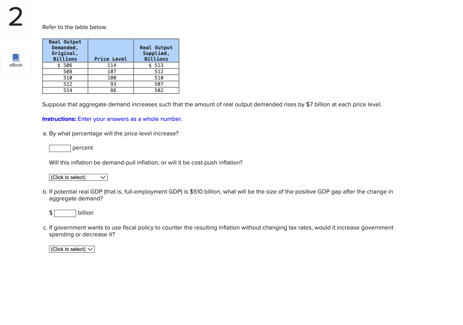 Solved Refer to the table below.Suppose that aggregate | Chegg.com