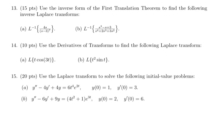 Solved 13. (15 pts) Use the inverse form of the First | Chegg.com