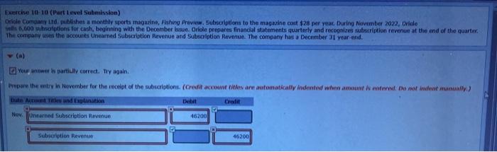 Solved Exercise 10-10 (Part level Submission) Oriole Company | Chegg.com