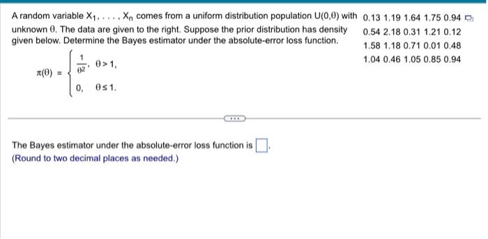 Solved A random variable X1,…,Xn comes from a uniform | Chegg.com