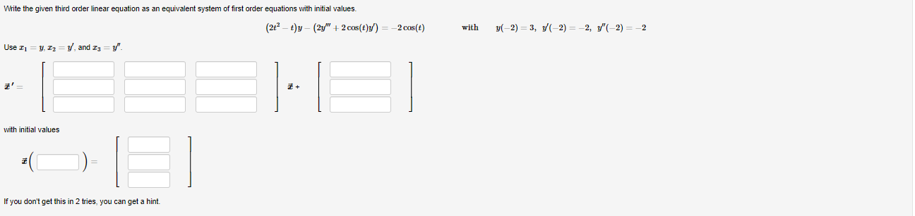 Solved Write the given third order linear equation as an | Chegg.com