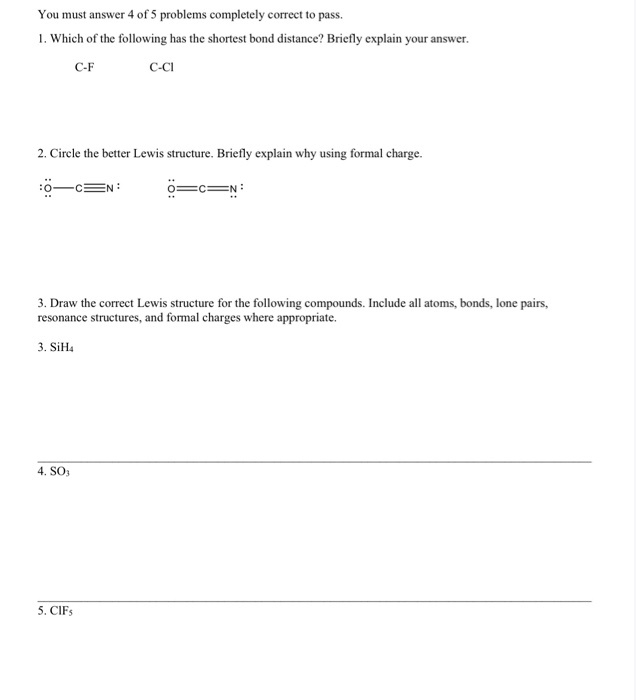 Solved You must answer 4 of 5 problems completely correct to | Chegg.com