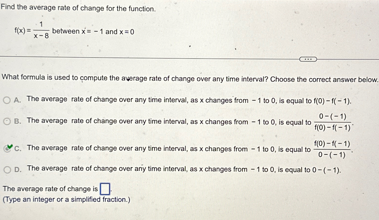 Solved Find the average rate of change for the | Chegg.com