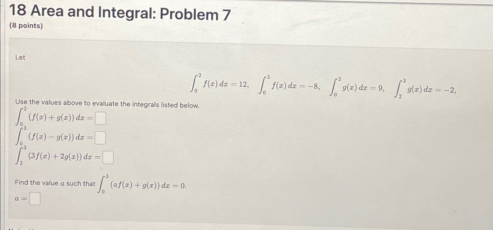 Solved 18 ﻿Area and Integral: Problem 7(8 | Chegg.com