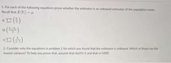 Solved 1. For each of the following equations prove whether | Chegg.com