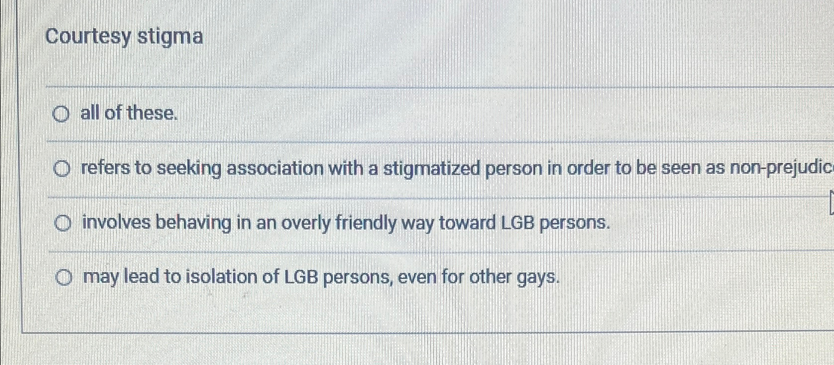 Solved Courtesy stigmaall of these.refers to seeking | Chegg.com