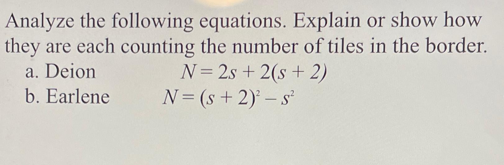 Solved Analyze the following equations. Explain or show how | Chegg.com