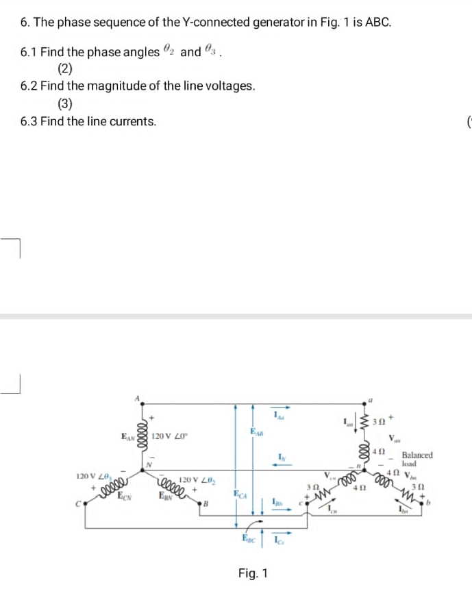 Solved The phase sequence of the Y-connected generator in | Chegg.com