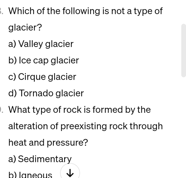 Solved Earth Science: Which of the following is not a type | Chegg.com