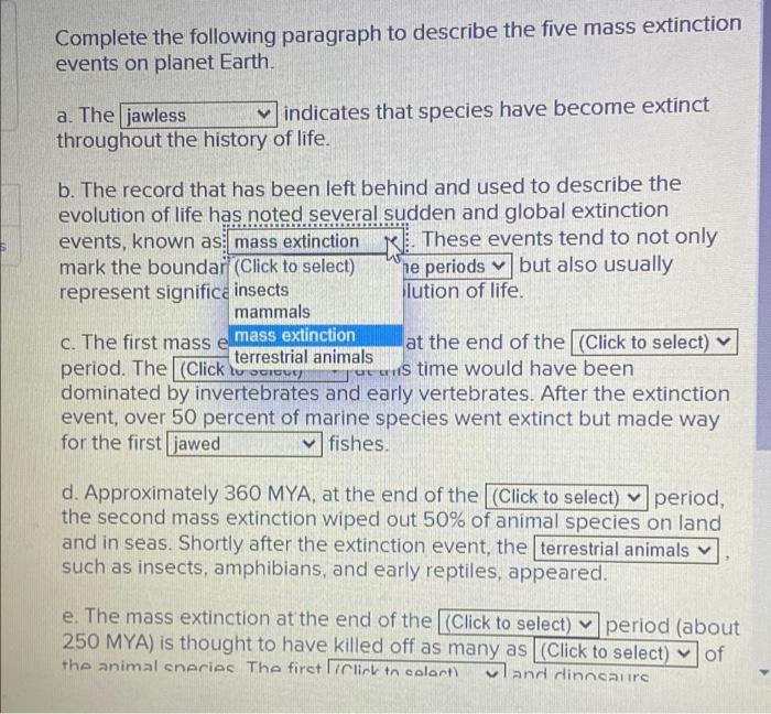 Solved Complete the following paragraph to describe the five | Chegg.com