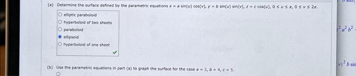 Solved A Determine The Surface Defined By The Parametric